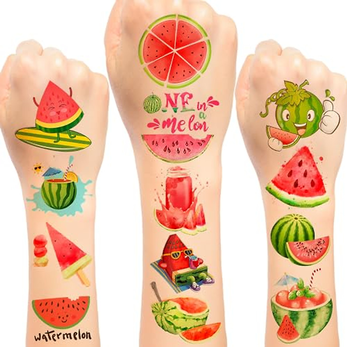 144PCS One in a Melon Temporary Tattoos Stickers for Watermelon Party Favor Birthday Party Decorations supplies Watermelon Goodie Bags Fillers Gifts for Boys Girls Kids