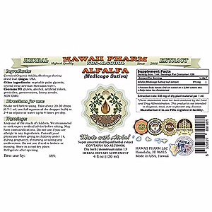 Alfalfa Alcohol-Free Liquid Extract, Organic Alfalfa (Medicago Sativa) Dried Leaf Glycerite 2 oz