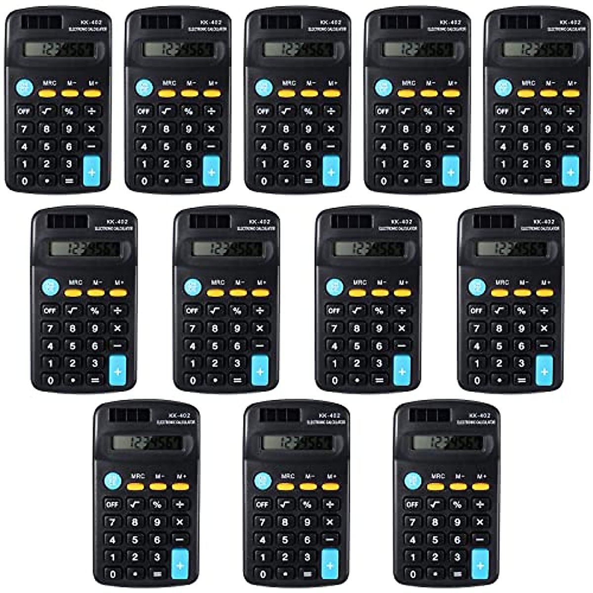 12 Pieces Pocket Size Mini Calculators Handheld Angled 8-Digit Display Calculator Basic Standard Calculators Small Accounting Desktop Calculator for Office School and Home