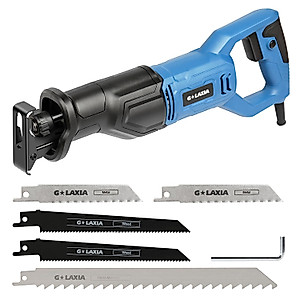 G LAXIA Reciprocating Saw, 6Amp 2800RPM Variable Speed Reciprocating Saw with 4/5"(20mm) Stroke Length, 3Pcs Blades for Wood, Soft Metal, PVC Pipe Cutting