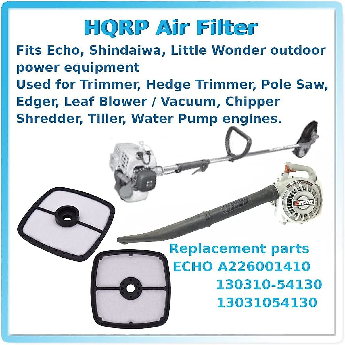 HQRP 2 Filters compatible with Echo HC-150 HC-200 HC-1500 HC-2000 HC-3020 GT-200 GT-1100 GT-2000 TSI-21 TT-24 HCS-4020 SCH265 SHC-210 SHC-225 SHC-265 SHC-1700 SHC-2100 LHS3050 LHS4050 LST2100 Trimmer