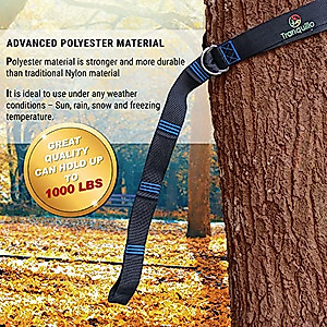 Tranquillo Double Hammock 2 Persons Polyester Hammock 550lbs Portable Camping Hammock with Hammock Tree Straps/Indoor Travel Patio Garden, Black