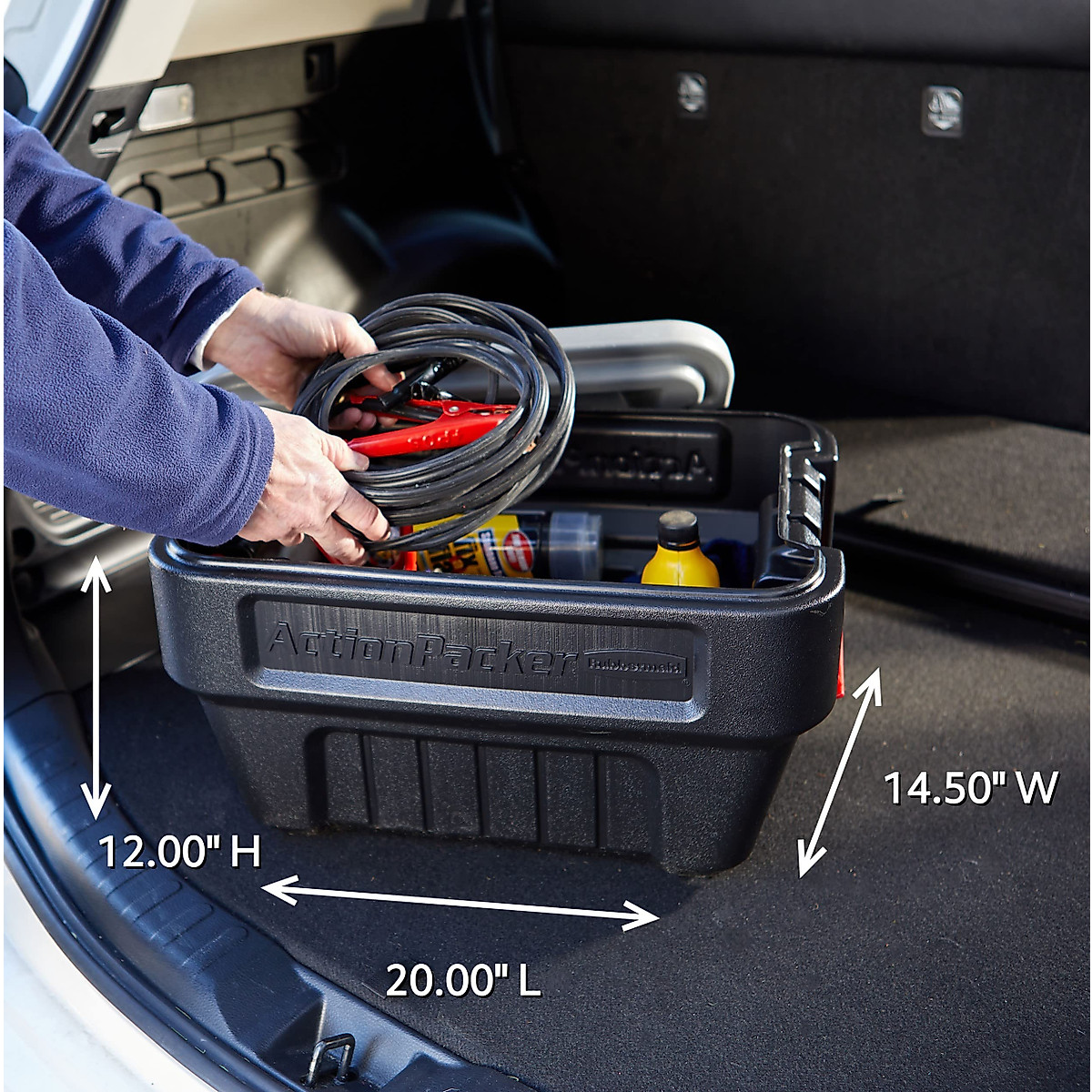 Rubbermaid® ActionPacker®️ 8 Gal Lockable Storage Box Pack of 4, Outdoor, Industrial, Rugged, Grey and Black