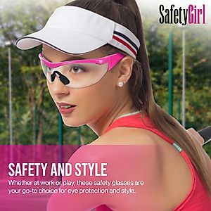 Safety Girl Navigator Safety Glasses | Safety Glasses for Women | Safety Glasses with Navigator | Anti-Scratch Glass | Pink Clear