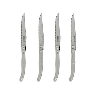 Laguiole 4-Piece Steak Knives (Stainless Steel) - Stainless Steel Knife Set – Smooth Cut Serrated Knife Blade – Dishwasher Safe Steak Knife Set – Luxurious Kitchen Knife Set for Parties…