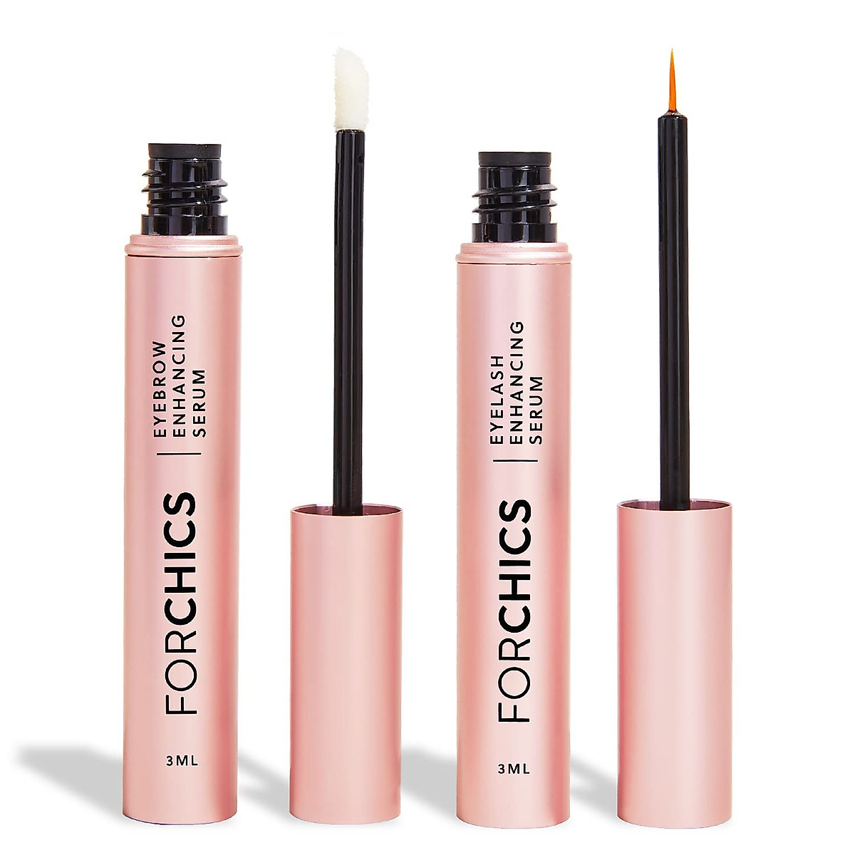 ForChics ForLash Eyelash Growth Serum Bundle with ForBrow Eyebrow Growth Serum - Fuller, Thicker, and Longer Eyelashes & Eyebrows | Organic & Natural | Vegan & Cruelty-Free Formula - [0.10 fl. oz/3ml]