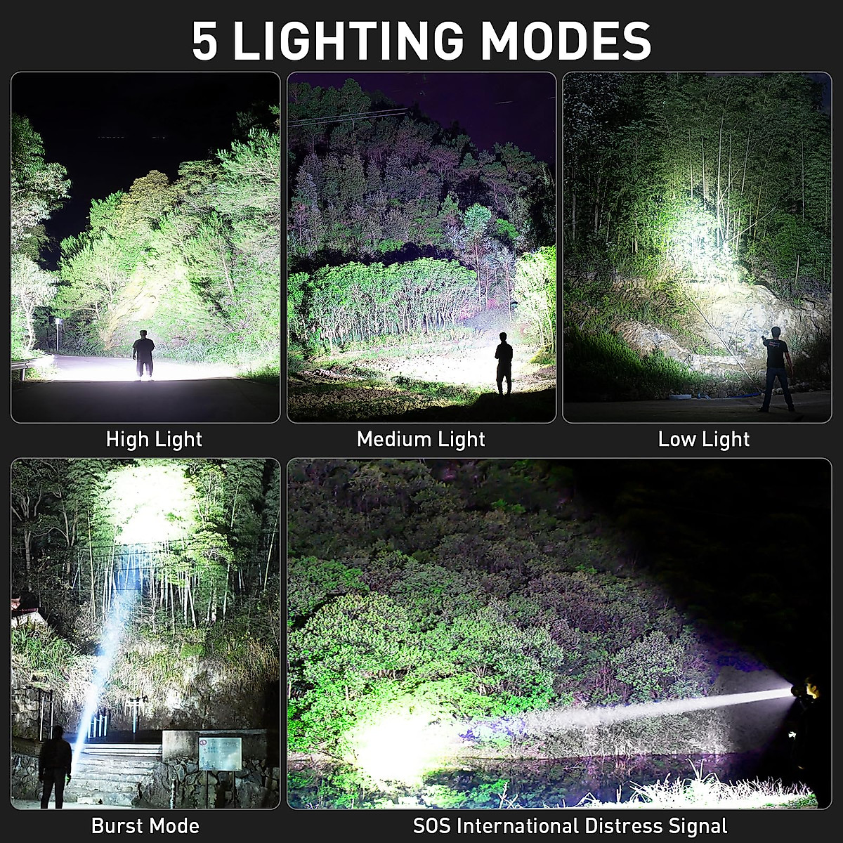 Lylting Rechargeable Flashlights High Lumens, 900,000 Lumens Super Bright Led Flashlight with 5 Modes, Waterproof Flash Light Multifunctional Flashlights for Camping Emergencies