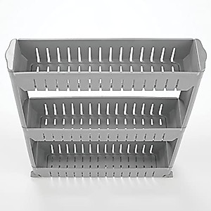 mDesign Slim Plastic Rolling Laundry Utility Cart, Portable Storage Organizer Trolley - Easy-Glide Wheels and 3 Heavy-Duty Shelves, for Laundry, Utility Room, Kitchen or Pantry Storage - Gray