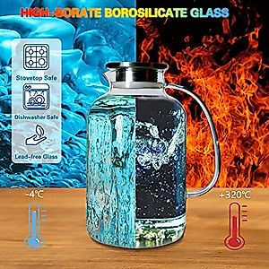 Glass Pitcher 102OZ, Goteble Glass Teapot, 3L Large Capacity Suitable for Large Family and Small Party