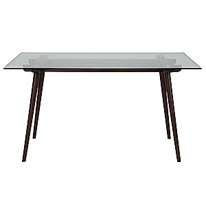 Flash Furniture Meriden 31.5" x 55" Rectangular Solid Espresso Wood Table with Clear Glass Top