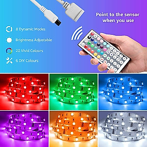 Lepro 65.6ft LED Strip Lights, Ultra-Long RGB 5050 LED Strips with Remote Controller and Fixing Clips, Color Changing Tape Light with 12V ETL Listed Adapter for Bedroom, Room, Kitchen, Bar(32.8FTX 2)