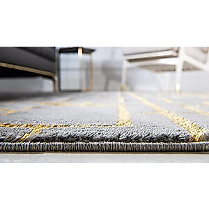 Rugs.com Marilyn Monroe™ Glam Trellis Collection Rug – 5' x 8' Gray Gold Medium Rug Perfect for Bedrooms, Dining Rooms, Living Rooms
