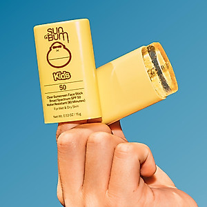 Sun Bum Kids SPF 50 Clear Face Stick Sunscreen | Broad Spectrum Sunblock with Vitamin E | Wet or Dry Skin Application | Hawaii 104 Act Compliant (Octinoxate & Oxybenzone Free)| Travel Friendly 0.53 oz