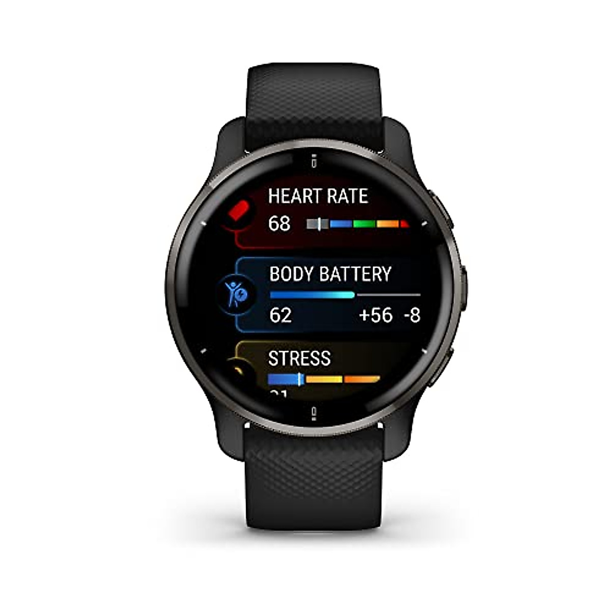 Garmin 010-02496-01 Venu 2 Plus, GPS Smartwatch with Call and Text, Advanced Health Monitoring and Fitness Features, Slate with Black Band