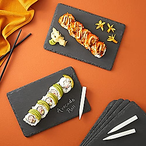 Juvale Juvale 6-Piece Mini Charcuterie Boards with Chalk, Individual Stone Plates for Cheese, Meat, Appetizers, Sushi Plate for Brunch, Dinner, and Reception Meals (6 x 9 Inches)