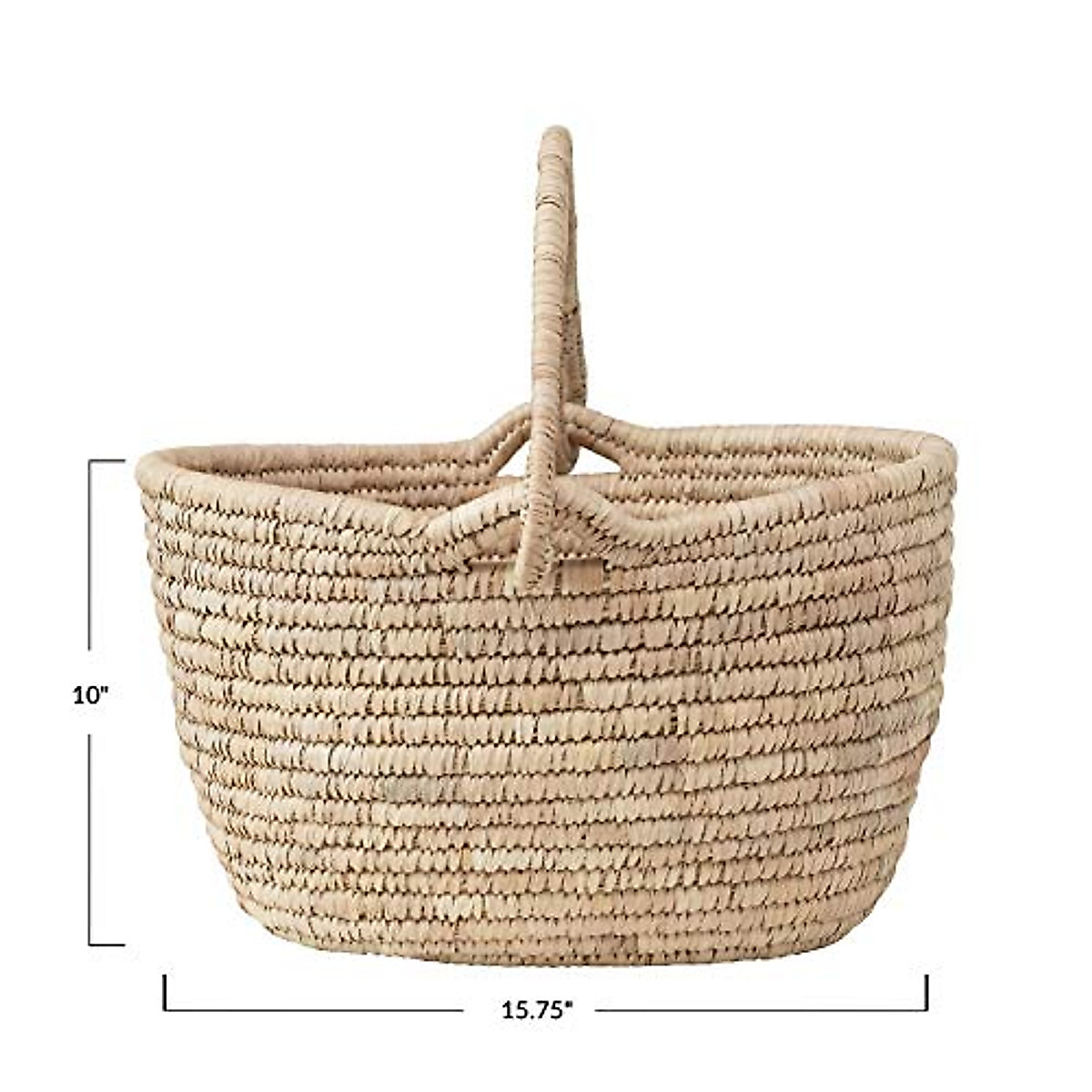 Creative Co-Op Hand-Woven Grass and Date Leaf Handle Baskets, Natural