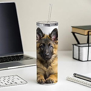 Belgian Tervuren Dog Puppy Photo Skinny Tumbler 20oz with Straw Insulated Water Bottle Gift