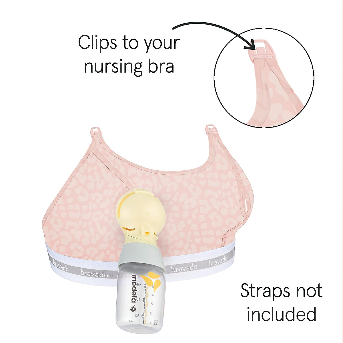 Bravado Designs Sustainable Clip and Pump Hands-Free Pumping Accessory | Pink Leopard | M