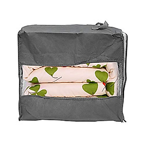 BESTOMZ Blanket Bag with Zipper and Handles Large Storage Bag for Comforters Clothes Grey 44x30x48cm (Zipper Color Random)