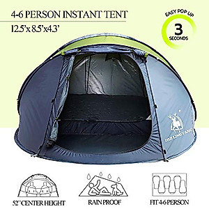 HUI LINGYANG 6 Person Easy Pop Up Tent,12.5’ x 8.5‘ x53.5,Automatic Setup,Waterproof, Double Layer,Instant Family Tents for Camping,Hiking & Traveling,Green