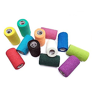 WildCow Vet Wrap Bulk Bandage Tape (4 Inch 12 Color Pack), Water Resistant Self Adherent Cohesive Rolls