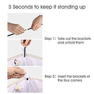 DYD Laundry Basket with Handles & Brackets Large Hamper for Kid Girl Collapsible Washing Bin Built-in Lining for Bedroom Dorm Toy Clothing Storage