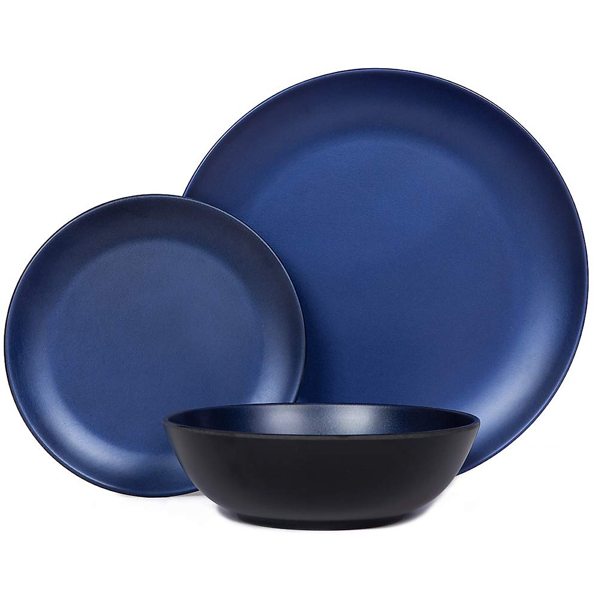 Melamine Dinnerware Sets - 12pcs Plates and Bowls Set, Dishwasher Safe, Break-resistant, Indoor and Outdoor Use,Unbreakable
