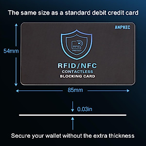 ANPKEC RFID Blocking Card, Contactless NFC Debit Credit Card Passport Protector for Men&Women, One Card Protects Entire Wallet/Purse, 5 Pack