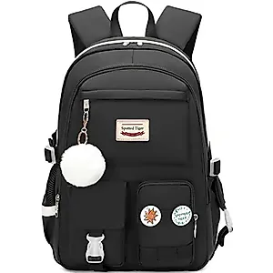 Spotted Tiger Girls Backpack Aesthetic Backpack for Teen Girls Cute School Bag Bookbag Anime School Backpack for Girls (Black)