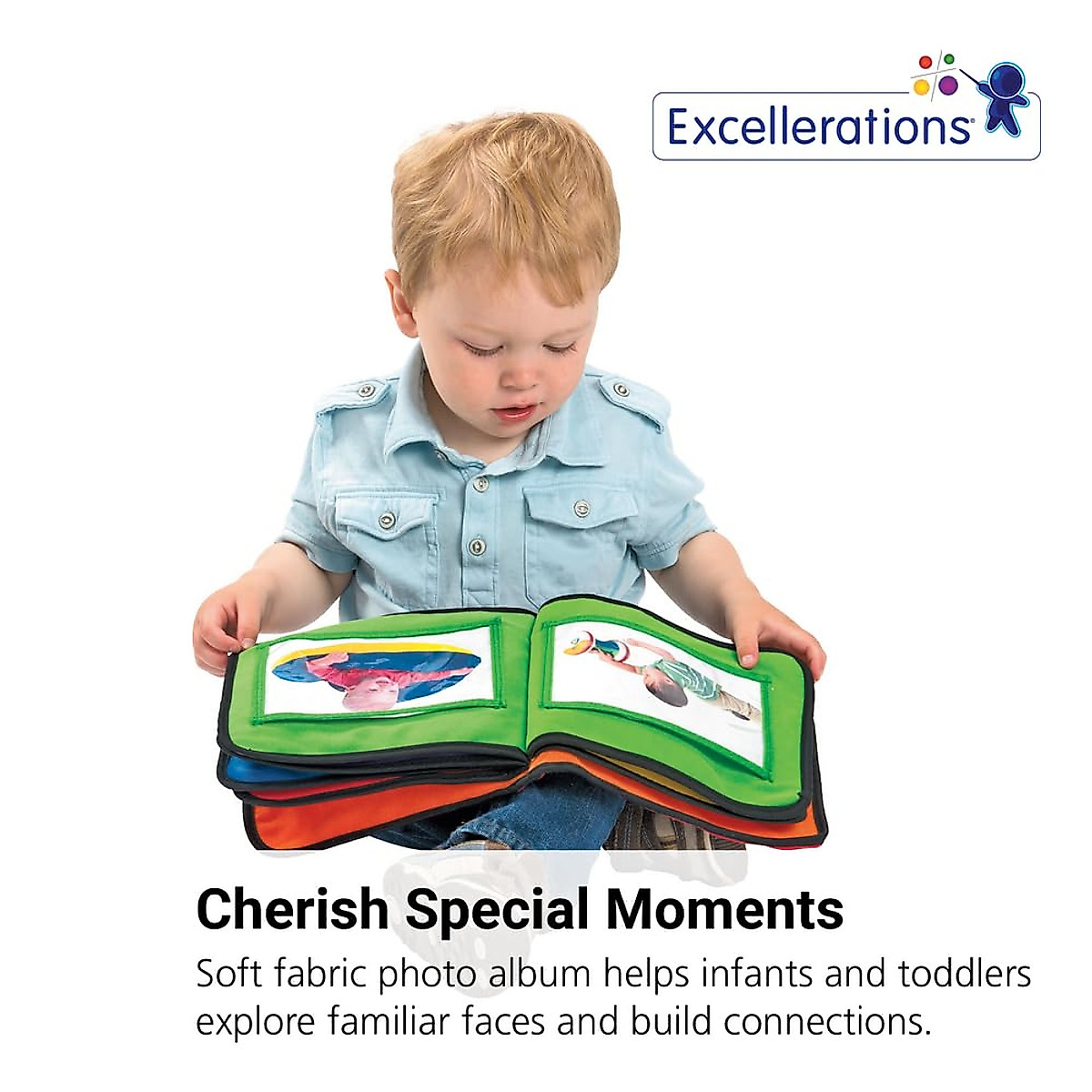 Excellerations Fabric Photo Album 13 Pockets for Kids and Families, Social Emotional Development Tool