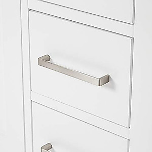 ARIEL 42" White Bathroom Vanity Base Cabinet, Single Sink Configuration, 2 Soft Closing Doors, 9 Full Extension Dovetail Drawers, Brushed Nickel
