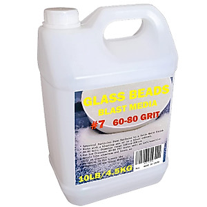 #7 Glass Beads - 10LBS or 4.5kg Premium Long-Lasting Blasting Abrasive Media For Blast Cabinets Or Sand Blasting Guns - 60-80 Mesh or Grit