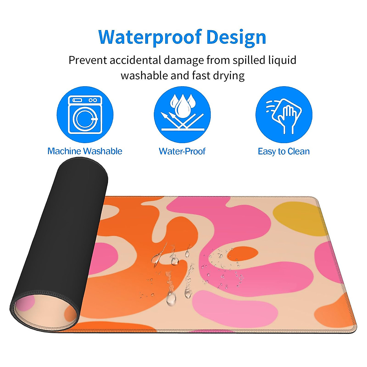 Boho Pink Desk Mat Modern Abstract Cute Large Mouse Pad XL 31.5x11.8in 3mm Non-Slip Rubber Base Extended Kawaii Pink Mousepad Stitched Edges Keyboard Mouse Mat Desk Accessories for Women Office Decor