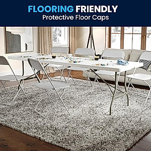 Flash Furniture Kathryn 8' Rectangular Plastic Folding Event Table with Carrying Handle, Bi-Fold Portable Banquet Table for Indoor/Outdoor Events, Granite White, 30"W x 96"L