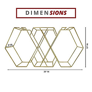 Golden Wine and Glass Rack, Tabletop Wine Rack, Countertop Wine Rack, Wine Bottle Holder, Holds Bottles & Glasses, Freestanding Wine Storage, Perfect for Kitchen Home Bar Storage