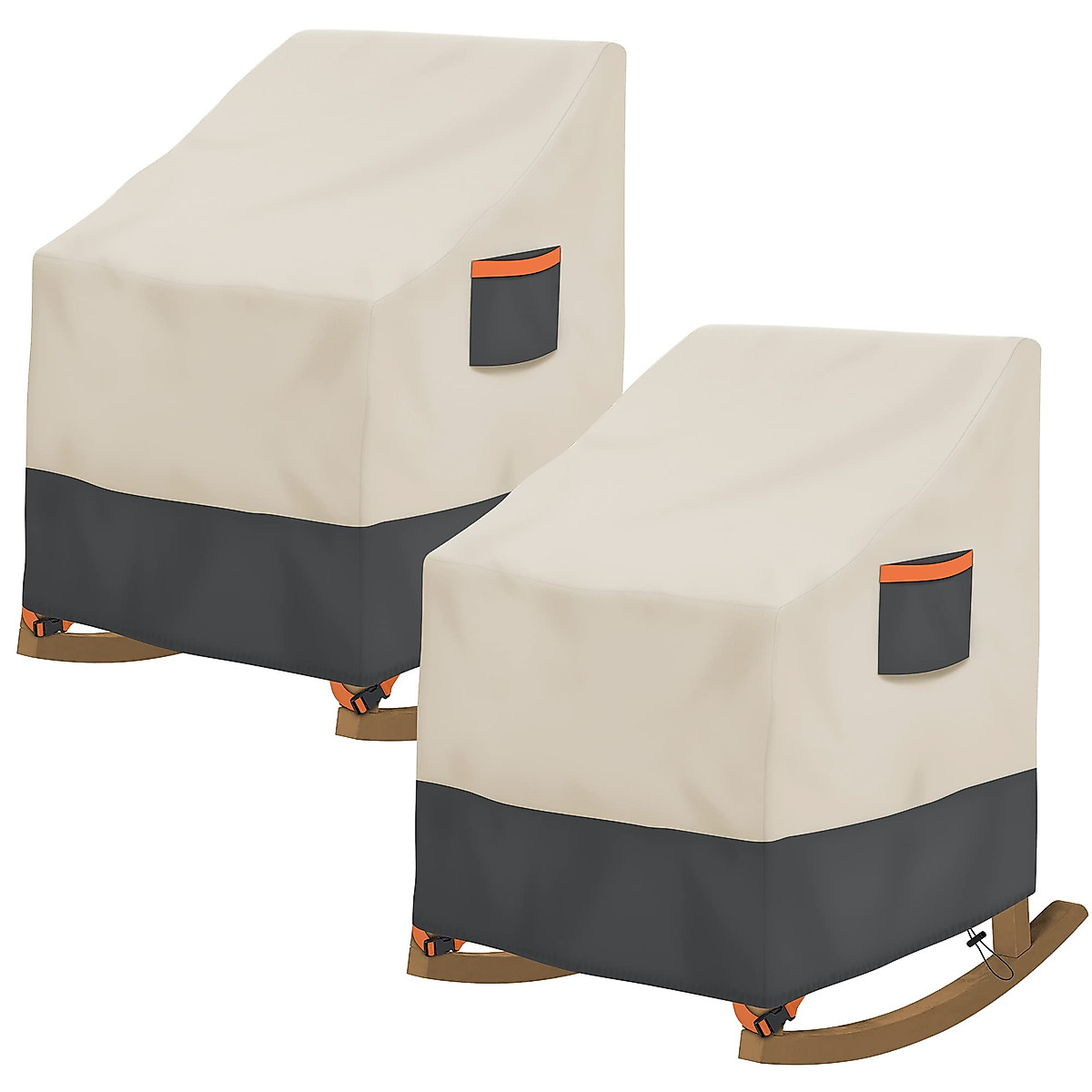 SOKINGCOVER Patio Swivel Chair Covers 2 Pack, Outdoor Swivel Rocker Chair Cover for Outdoor Furniture,Rocking Chair Covers Waterproof, 30" W X 34" D X 38.5" H, All-Weather, Khaki Gray