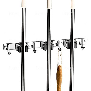 Magic Organization Stainless Steel Broom Mop Holder - 2 Pack - Extra Wide For Better Mounting - Organize Home, Garage, Shed