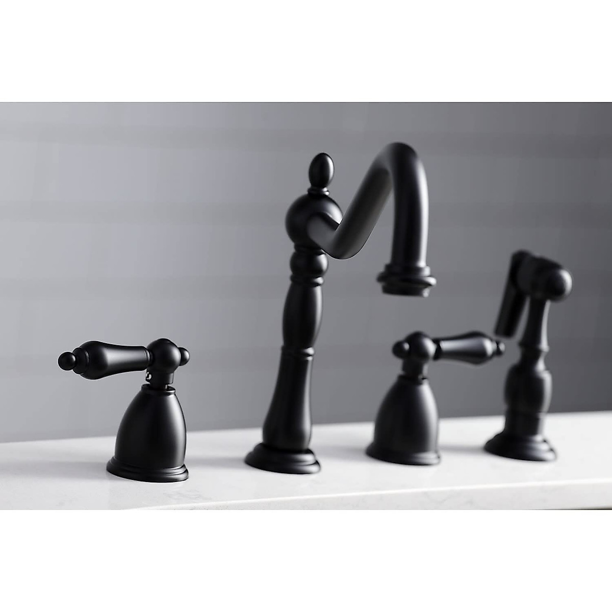 Kingston Brass KB1798ALBS Heritage 8-Inch Centerset Kitchen Faucet, Brushed Nickel