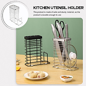 Hemoton Stainless Steel Knife and Cutting Board Stand, Knife Block Holder, Kitchen Knife Holder Storage Organizer, Kitchen Utensils Holder, Cutting Board Rack, Pot Pan Lid Holder for Counter, Cabinet