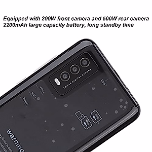 Gaeirt Smart Cellphone, Dual Sim Cell Phone Face Recognition 2200mAh Lithium Ion Battery Dual Cameras 5.0 inch HD Screen for Surfing Internet(Black)