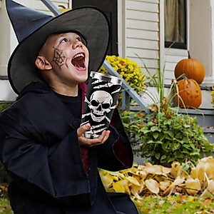 Zzkol Halloween Jack O Lantern Pumpkin Tumbler with Lid and Straw, Spooky Skull Skeleton Spider Stainless Steel Travel Coffee Cup, 20oz Gothic Holiday Double Wall Vacuum Insulated Mug Halloween Gifts