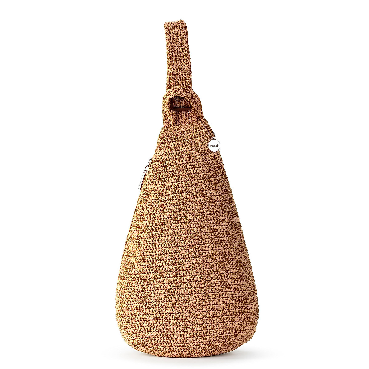 The Sak Geo Sling Backpack in Crochet, Single Sling Shoulder Strap, Bamboo