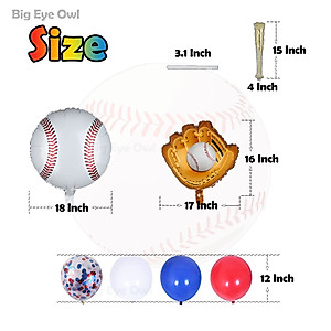 Baseball Balloons Birthday Party Supplies Decorations Glove Round Baseball Bat Theme Mylar Confetti Red and Blue white Foil Balloon Boy Baby Shower