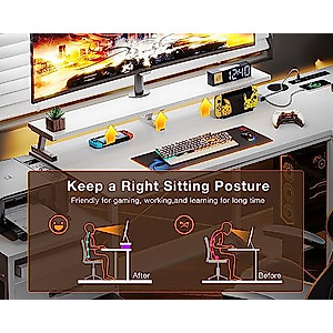 KKL Home Office Desk with File Drawer & 3 Power Outlets &2 USB Ports, 55'' L Shaped Desk with Storage Shelves, Printer Cabinet and Monitor Shelf, Computer Table Executive Desk Workstation, White