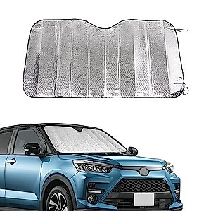 gunhunt 1 PC Car Windshield Sunshade, Silver Foldable Reflective Sun Visor, Front Window Sun Protector Cover, Sunlightproof Bubble Insulation Board, Fits Car, Small Sedan, SUV (55.1In x 27.5In)
