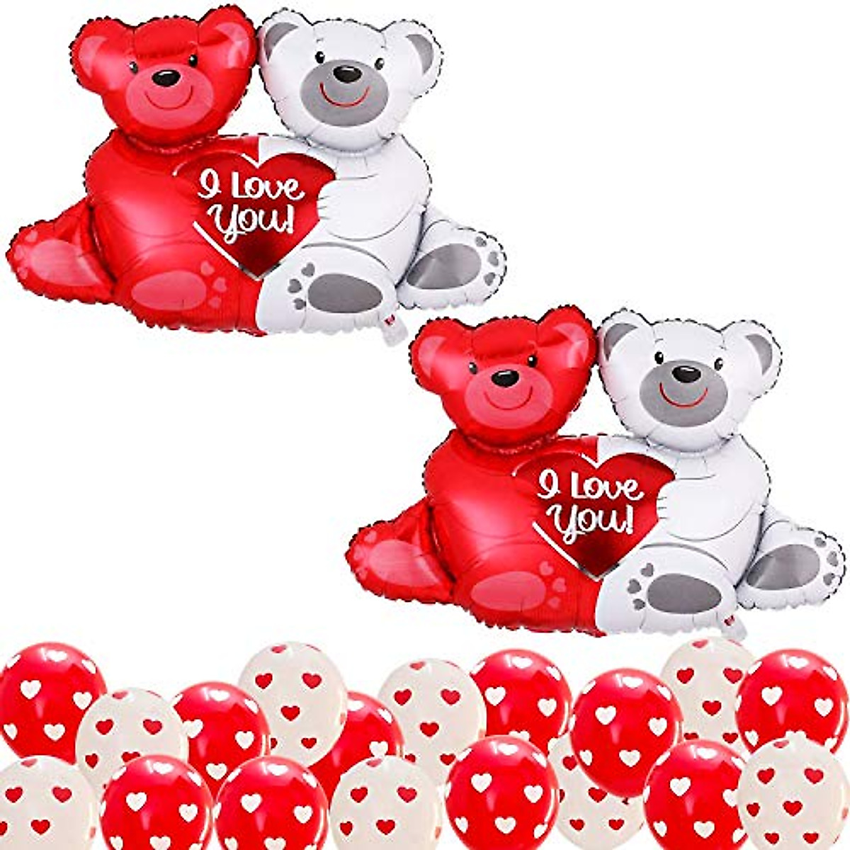 Huge, 40 Inch Teddy Bear Balloons Set - Pack of 22 | I Love You Balloons Decorations | Valentines Balloons for Valentines Day Decorations | Valentines Day Balloons, Romantic Decorations Special Night