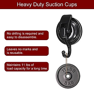 HARFINGTON 2pcs Suction Cups Hooks Powerful Vacuum Multi-Purpose Suction Shower Hooks Removable Reusable Waterproof Wreath Cup Hook for Bathroom Kitchen Restroom, Black