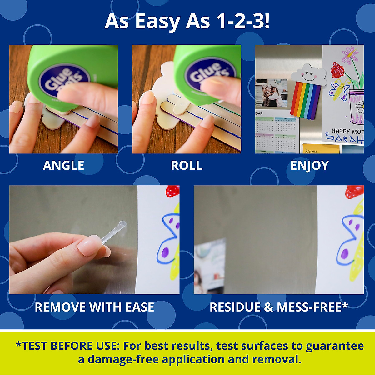 Glue Dots Removable Dot N' Go Dispenser with 200 (.375 Inch) Removable Adhesive Dots (03669E)