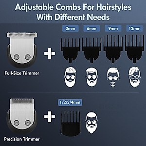 GDUNDUN Grooming Kit for Men, Cordless IPX7 Waterproof Beard Hair Nose and Body Electric Trimmer for Men, All-in-1 Trimmer for Men with USB Charging LED Power Display, Gift for Men Husband Father