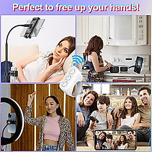Upgrade TIK Tok Bluetooth Remote Control Page Turner, TUZTUALA 3 in 1 Function Video Scrolling Ring and Camera Shutter Remote and Phone Holder, Compatible with iPhone iPad Android Cell Phone-White